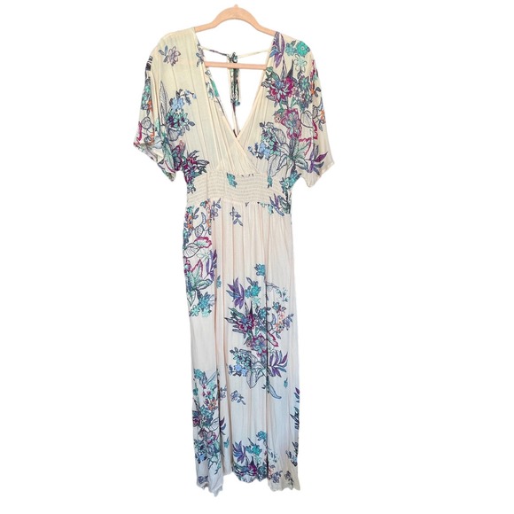 ODDY | Dresses | Oddy Dress Womens Medium Peach Floral Flowy Lined ...